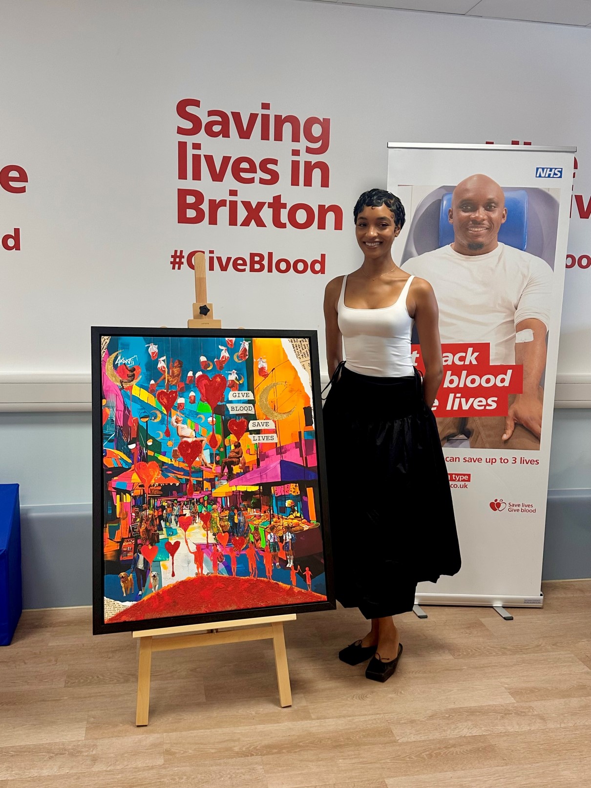 Supermodel swaps Paris catwalks for Brixton High Street to give blood - NHS Blood Donation